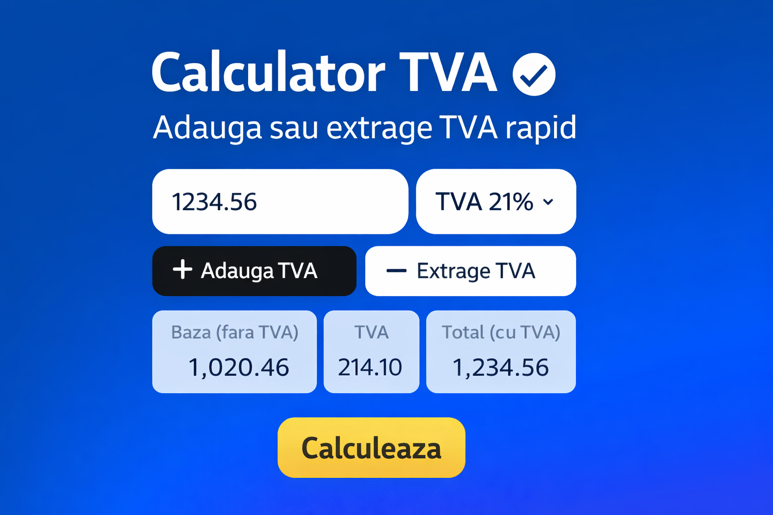 Calculator TVA Online ️ TVA inclus / exclus (21%, 11%) - HZone